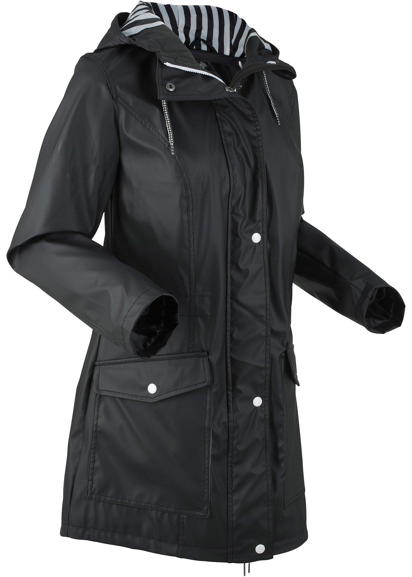 Lange regenjas met een capuchon - zwart