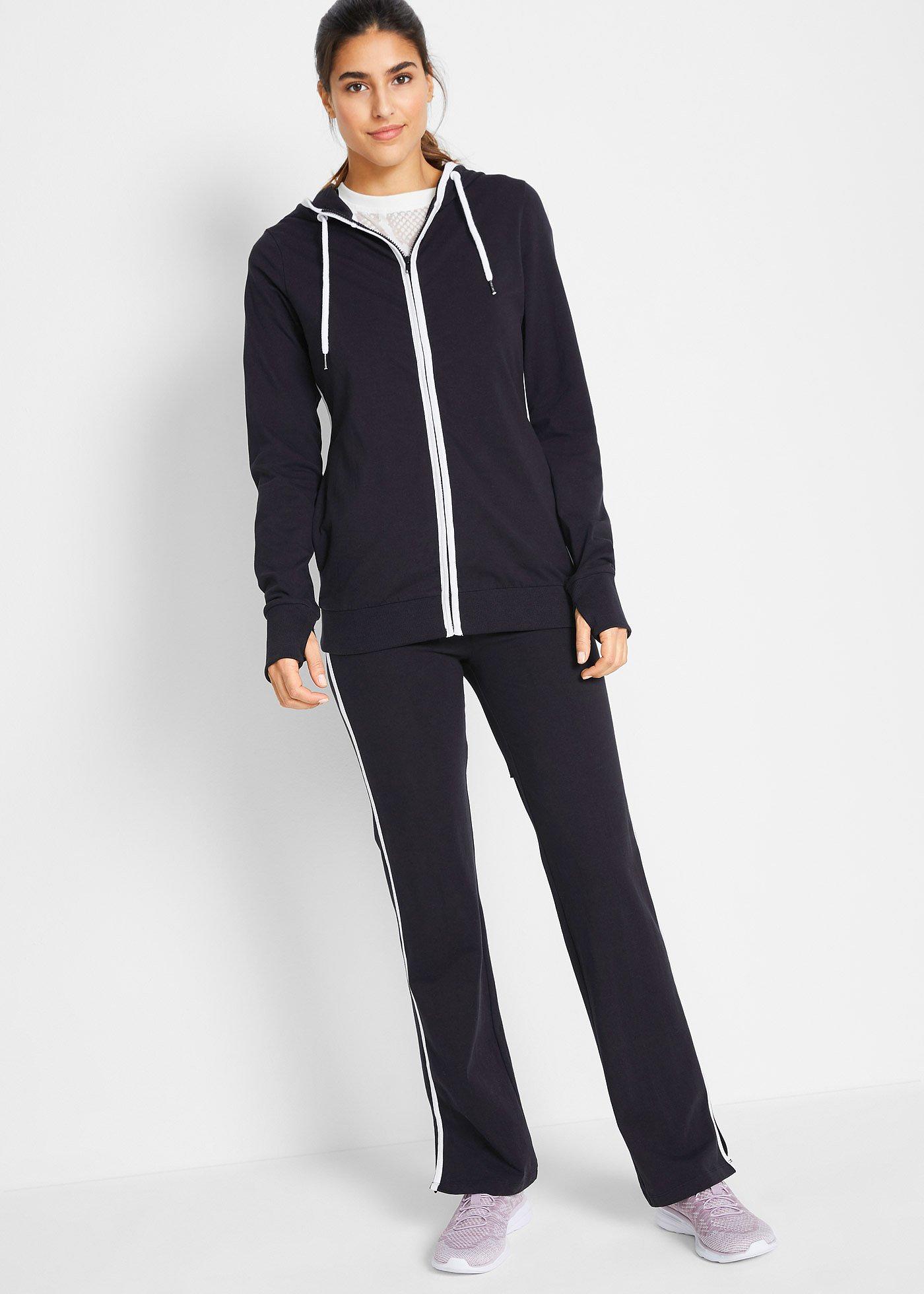 Comfortabel katoenen joggingpak (2-dlg. set) met een sweatvest en een ...