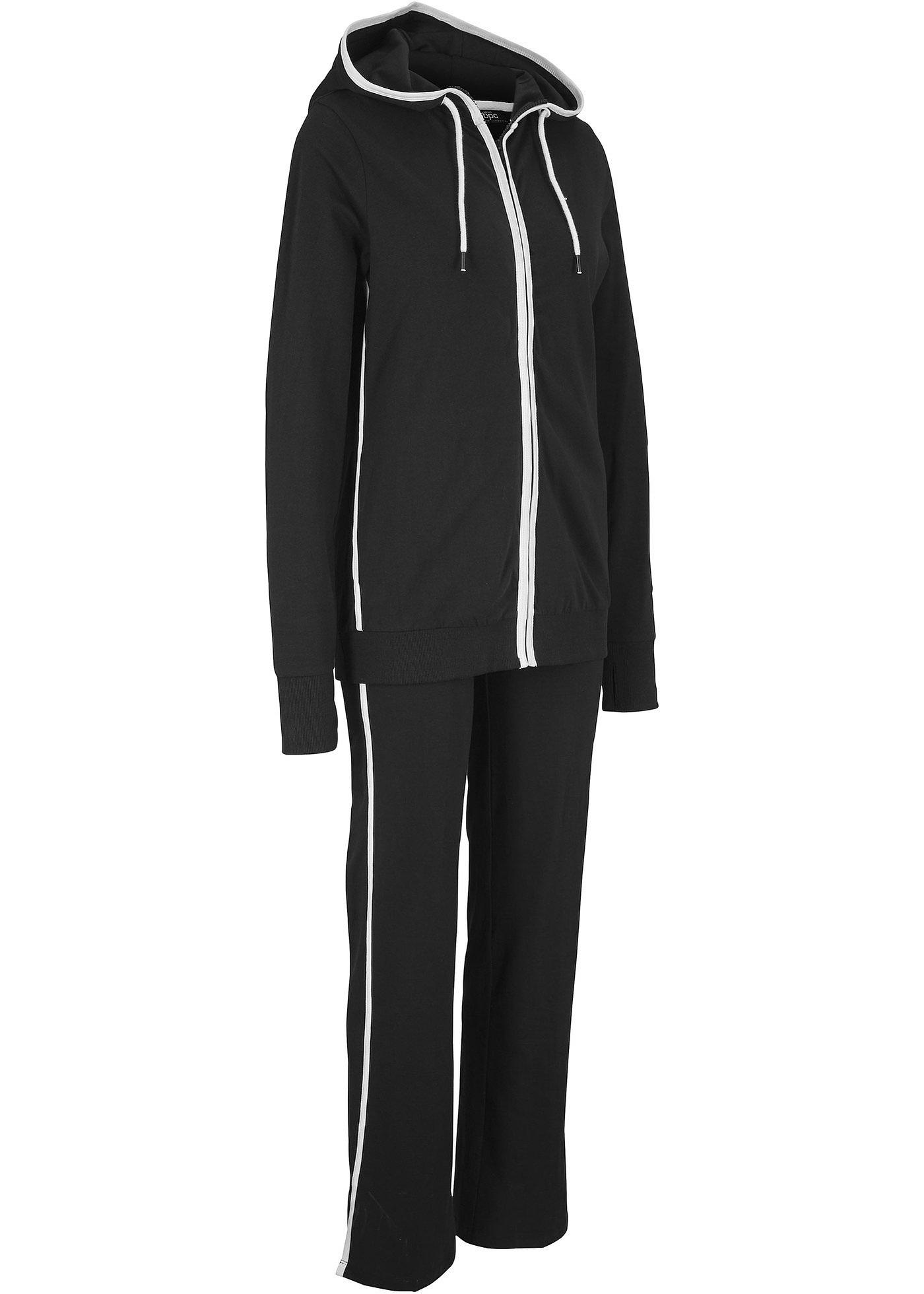 Comfortabel katoenen joggingpak (2-dlg. set) met een sweatvest en een ...