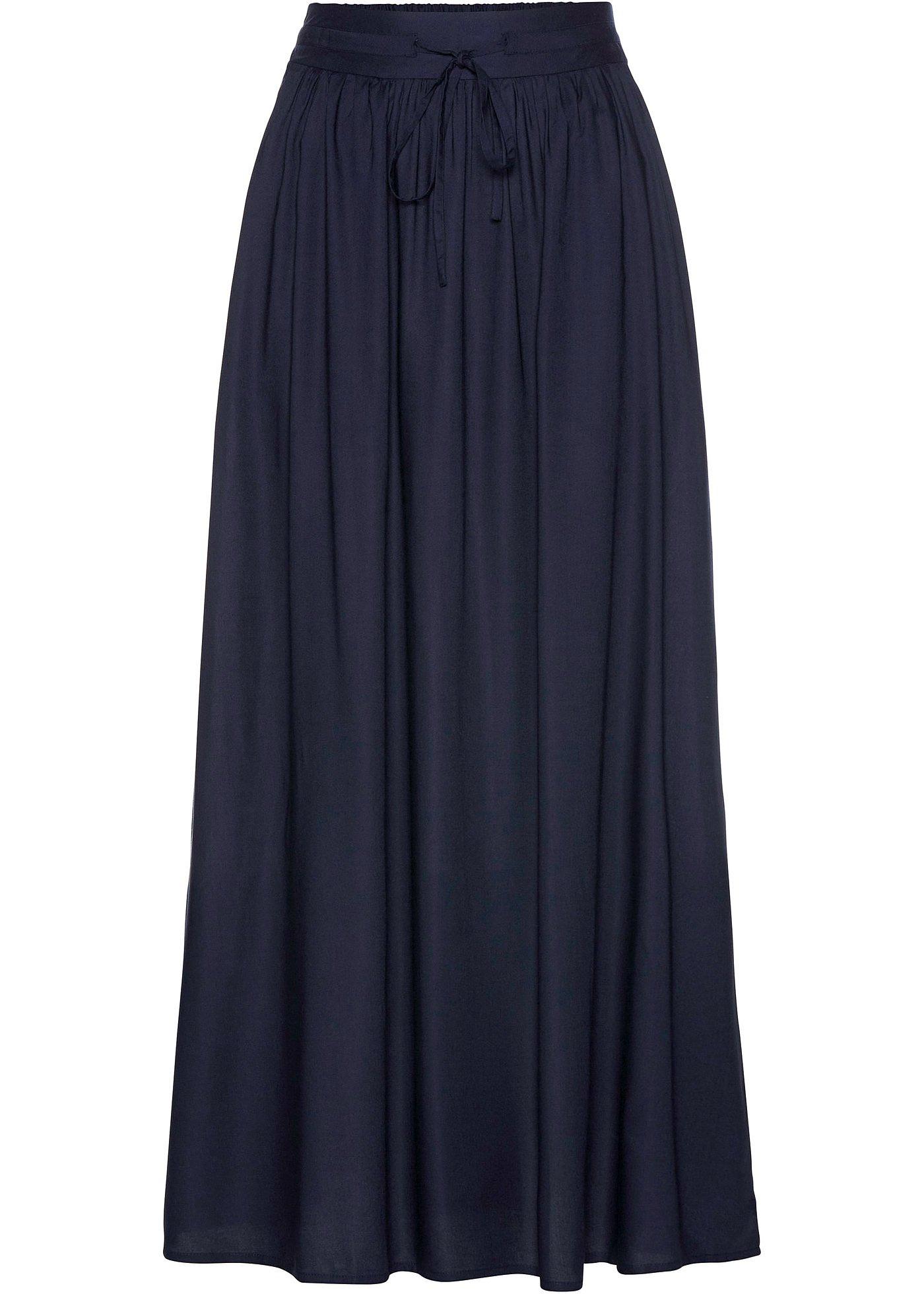 Gedessineerde maxi rok van viscose - donkerblauw