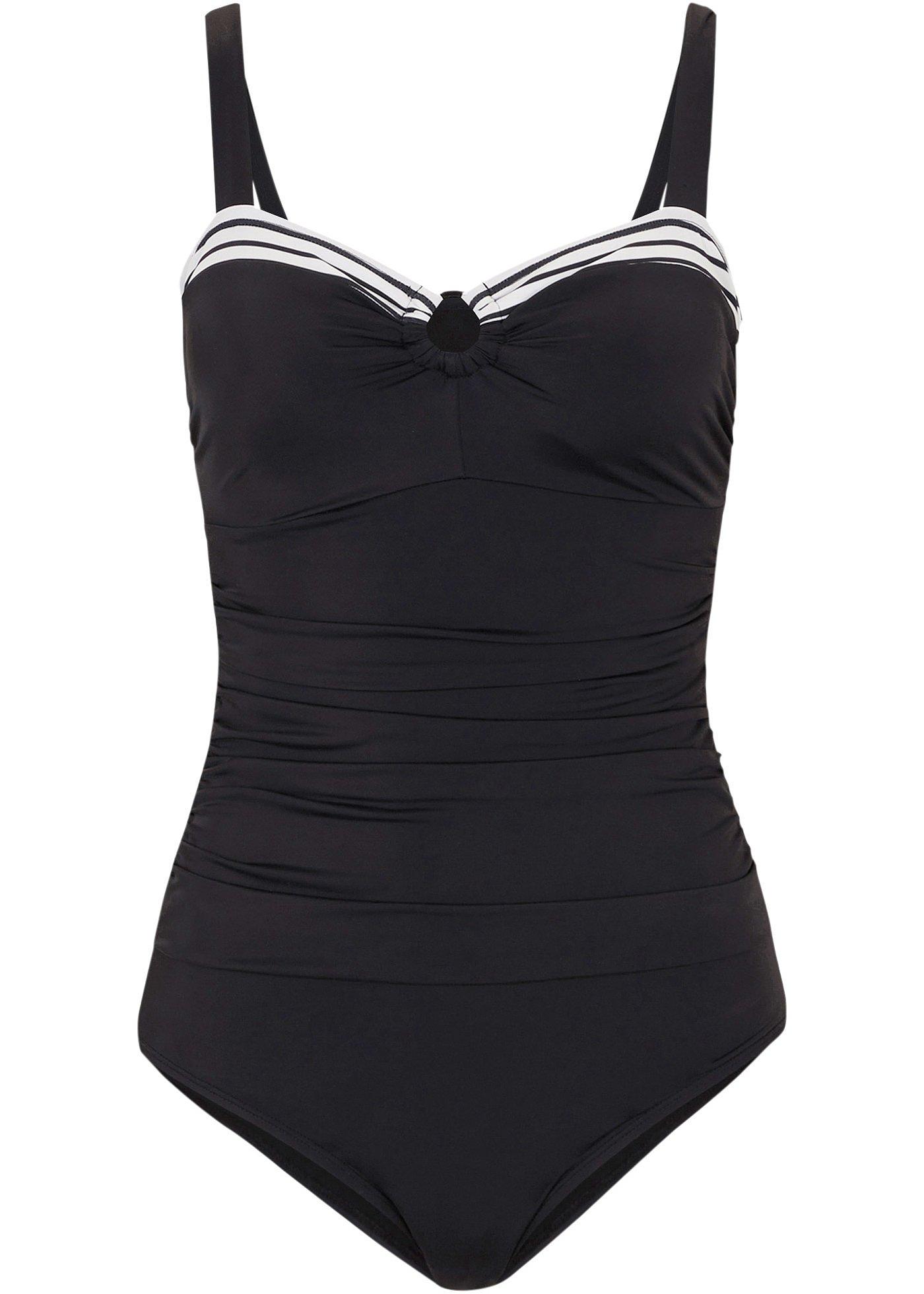 Mooi shaping badpak, sterk corrigerend - zwart/wit