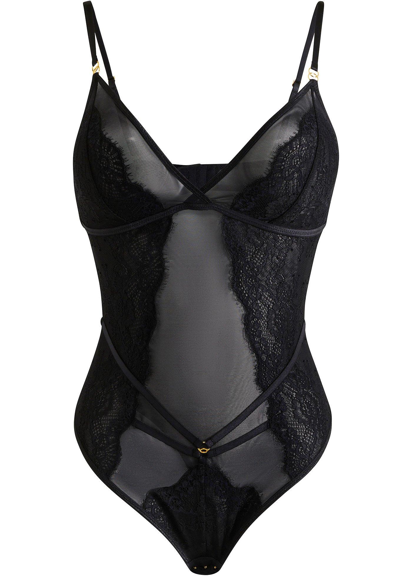 Elegante stringbody met prachtige details op heuphoogte - zwart