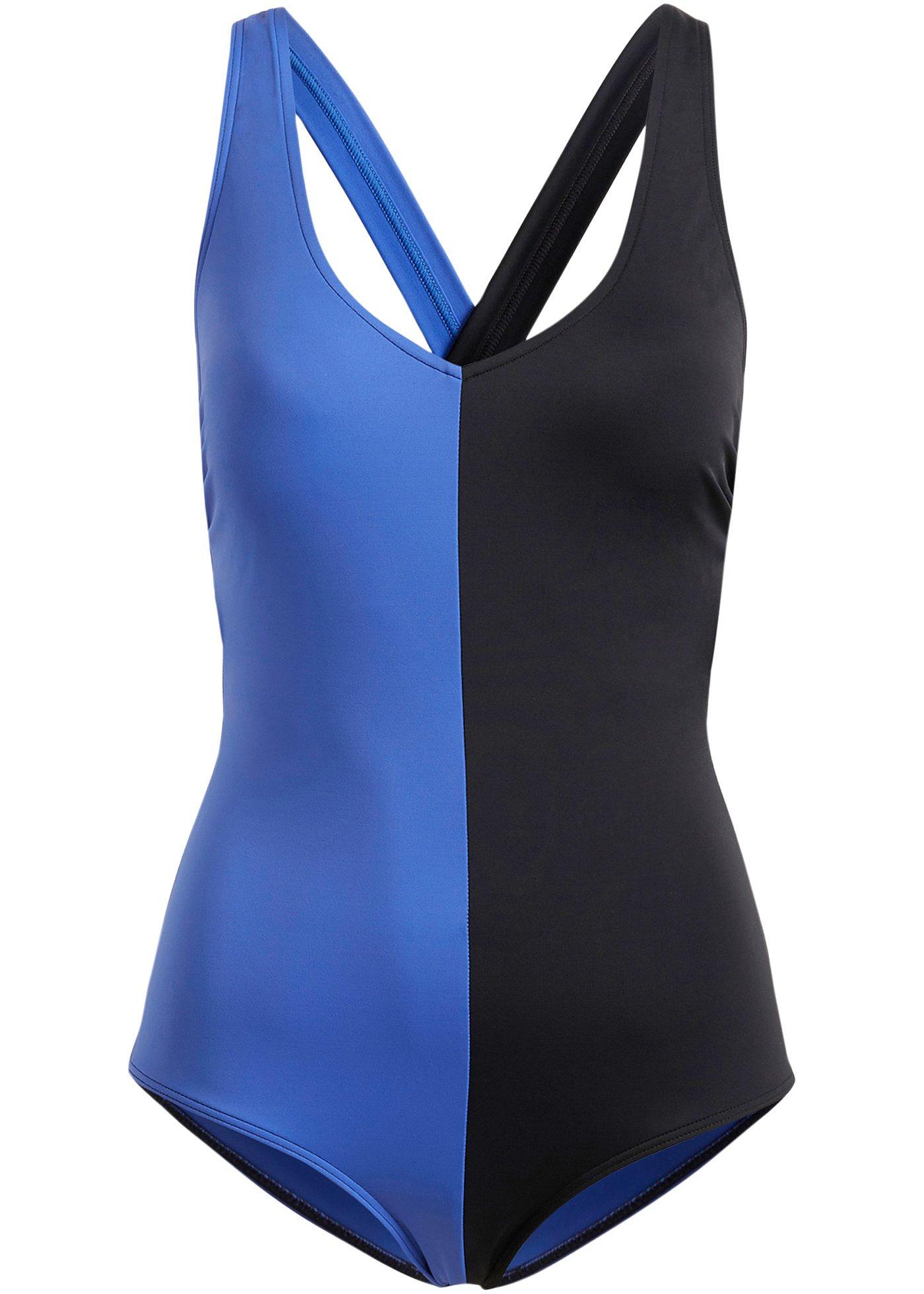 Elegant badpak met een mooi design op de rug - blauw/zwart