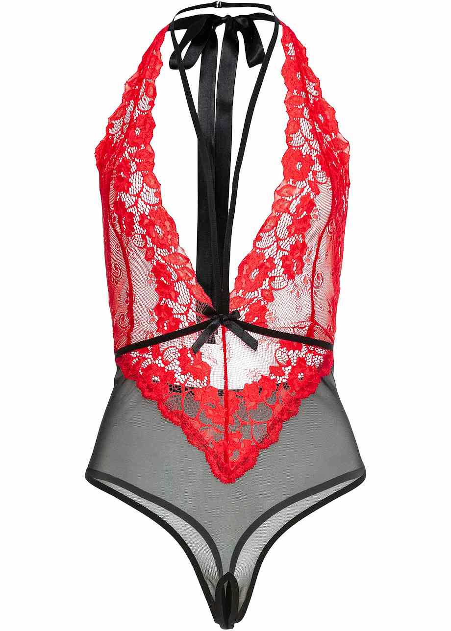 Sexy string body ouvert in twee kleuren - zwart/rood