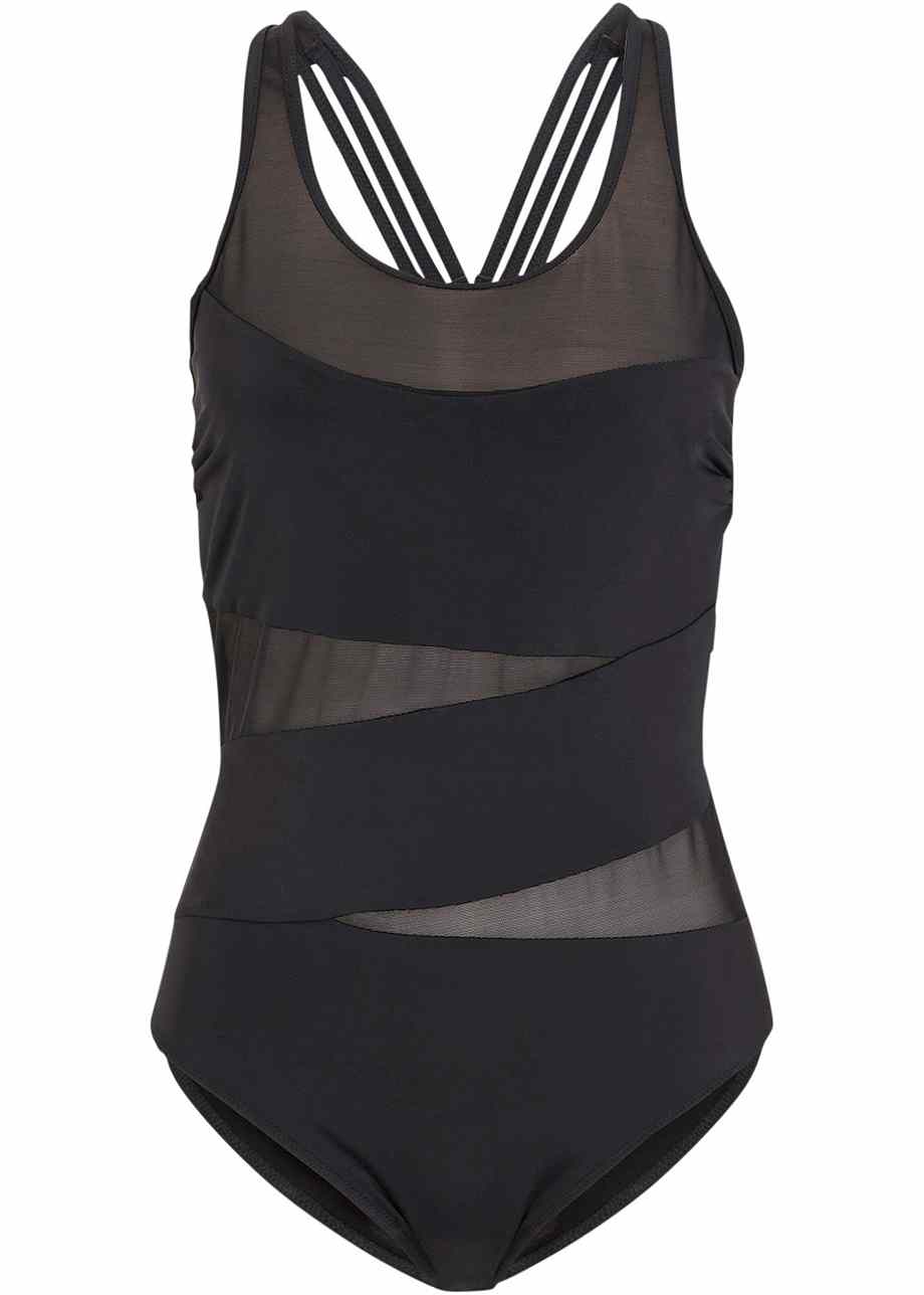 Elegant shaping badpak met mooie details en gerecycled materiaal - zwart