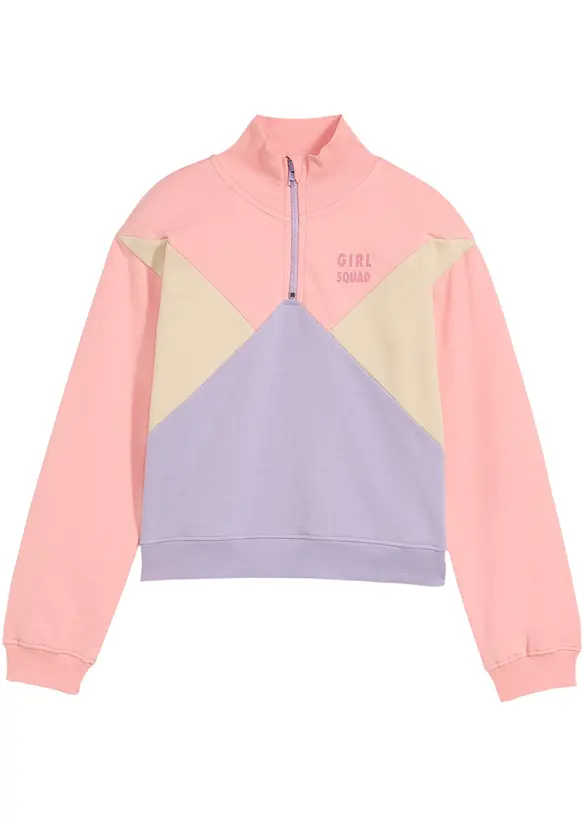 Trendy sweater voor meiden in leuke kleuren - mauve/lichtsand/soft roze