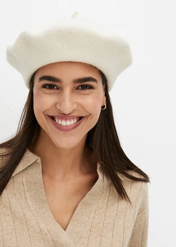 Heerlijk zachte baret - wolwit gemêleerd
